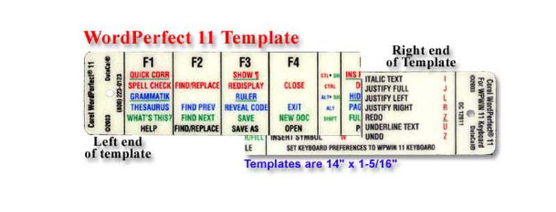 Corel WordPerfect 11 Stackable Keyboard Template